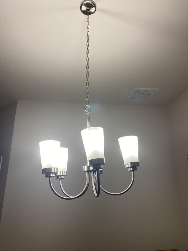 Project Source Aldridge 5 -Light Brushed Nickel Etched glass Metal ...