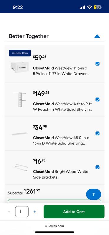 ClosetMaid WestView White Composite Drawer Unit 19.5-in x 5.94-in in ...