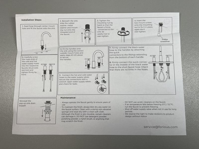 FURUISI Brushed Gold Widespread 2-Handle Bathroom Sink Faucet with ...