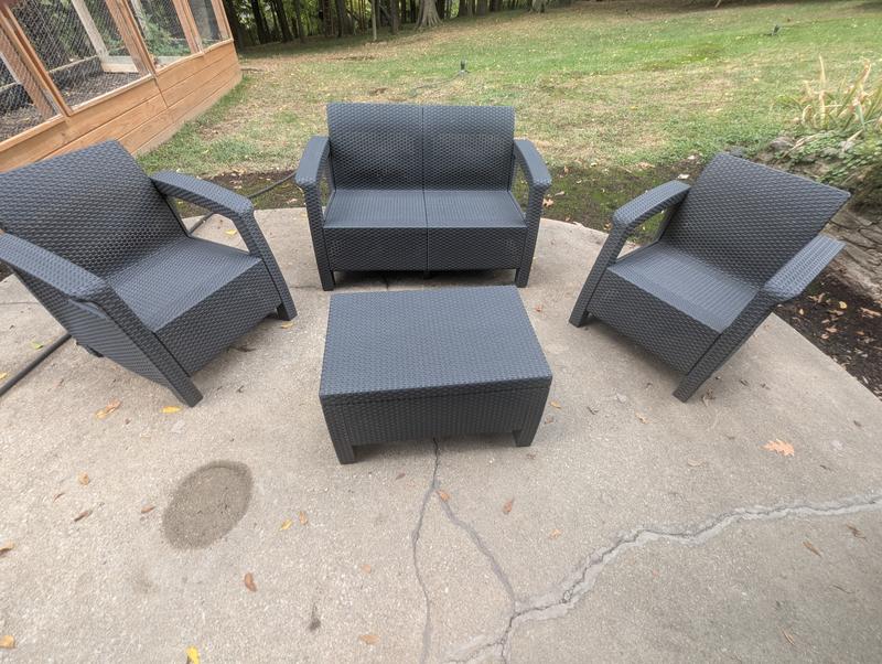 Keter Corfu All Weather Outdoor Patio Garden Furniture 4 -Piece Patio ...