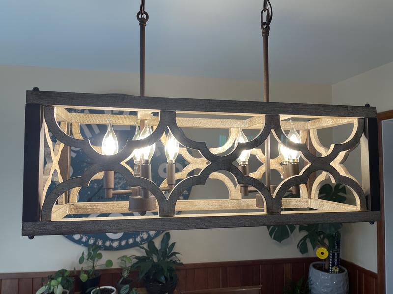 LNC Openframe 1 -Light Brushed Black Farmhouse Wood finish Cage Lantern ...