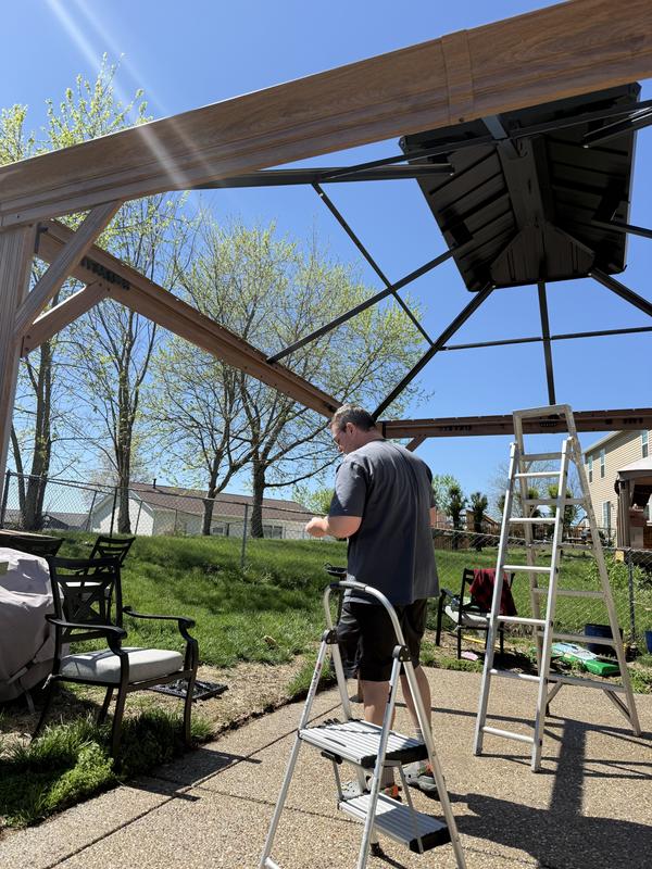 PURPLE LEAF 24-ft x 12-ft Hardtop Gazebo Wood(with lights) Gazebo with ...