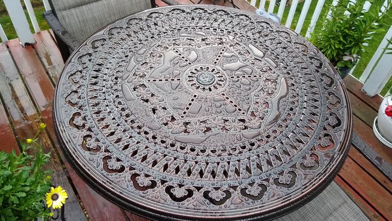 Clihome Cast Aluminum Patio Table Round Outdoor Dining Table 39-in W x ...