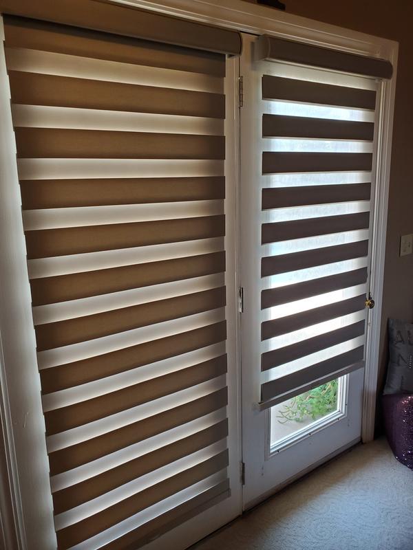 Achim 32-in x 72-in Oyster Room Darkening Cordless Zebra Roller Shade ...