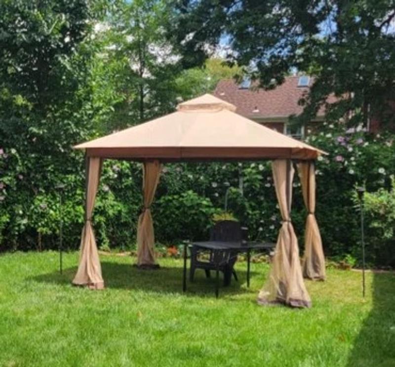 StarEcho 10-ft x 10-ft Patio steel gazebos Cape Cottage Square Khaki ...