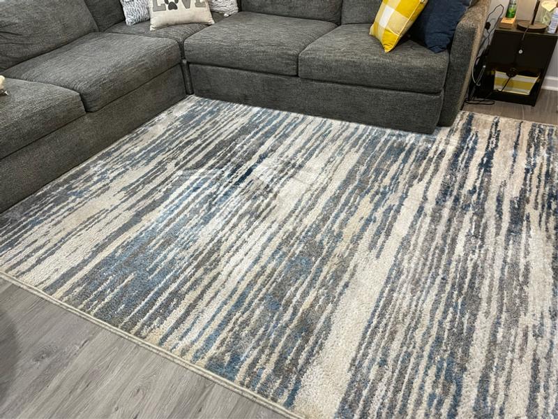 Origin 21 Blue Lines 8 X 10 (ft) Gray/Blue Indoor Stripe Area Rug 1N ...