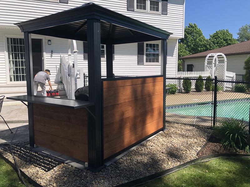Sojag 5-ft x 8-ft Mykonos Rectangle Grey Metal Steel Roof Grill Gazebo ...