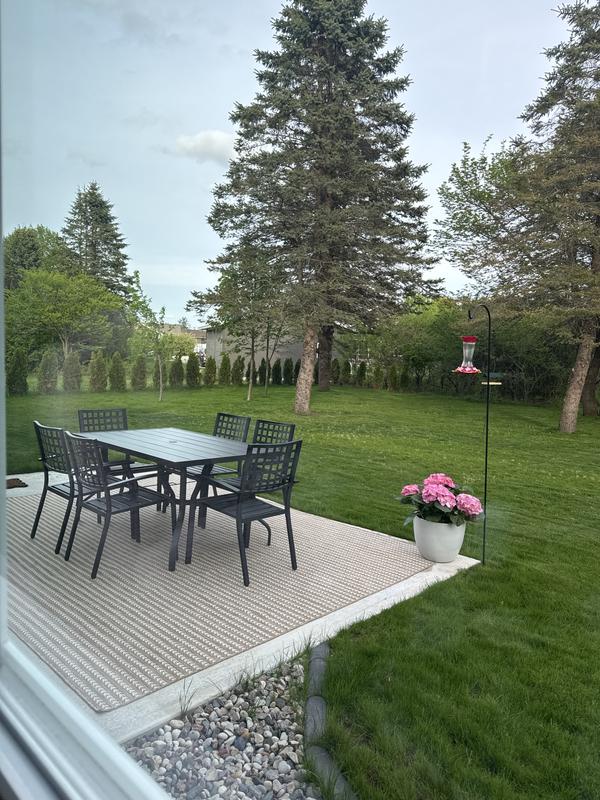 Nuu Garden 7 -Piece Oval Link Back Patio Dining Set Iron Rectangle ...