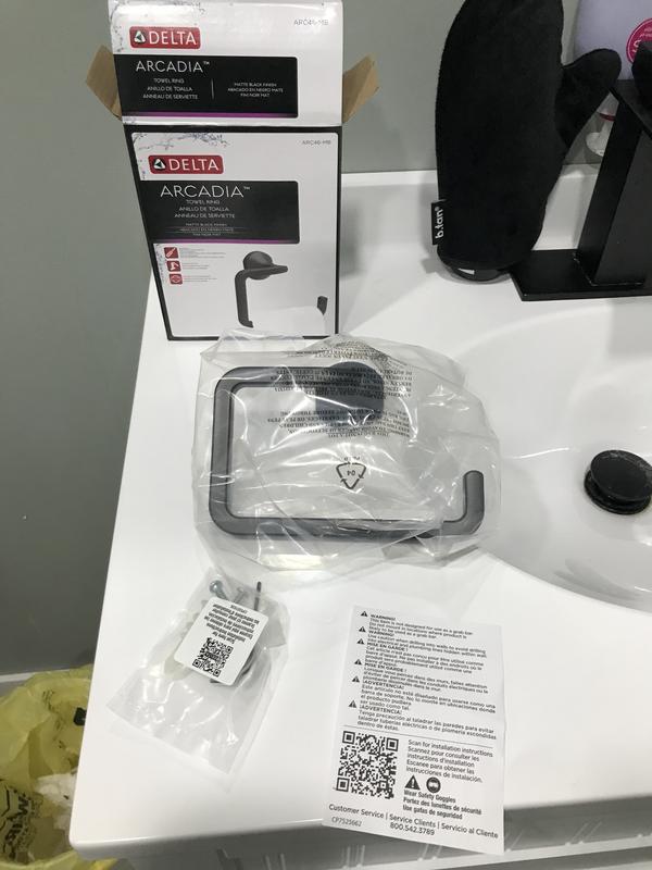 Delta Spotshield Brushed Nickel Wall Mount Single Towel Ring ARC46-BN ...