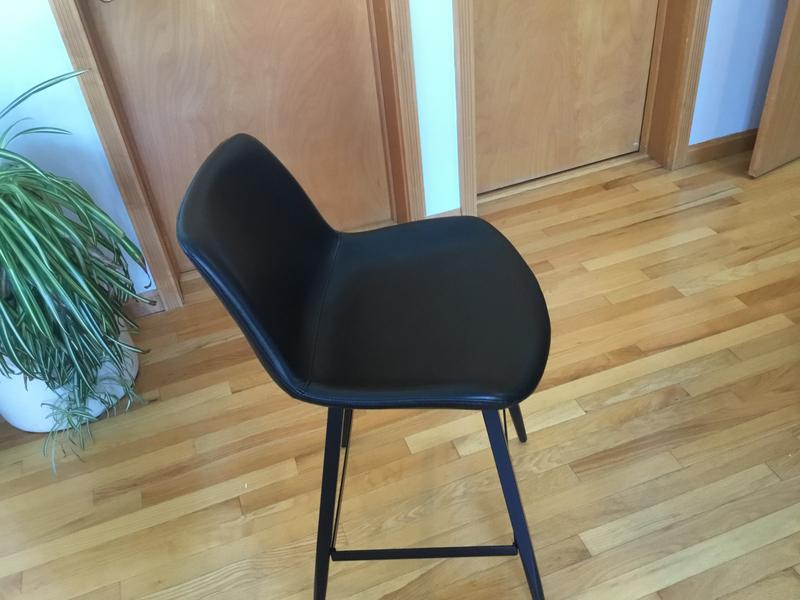 LUE BONA Dark Brown 24-in H Counter height Upholstered Metal Bar Stool ...
