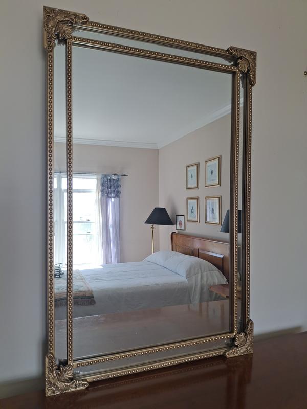 Keonjinn Decorative Mirror 40-in W x 30-in H Rectangle Distressed Gold ...