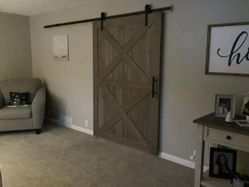 HOMACER 40-in x 80-in Walnut Pine Wood Solid core Double Barn Door ...