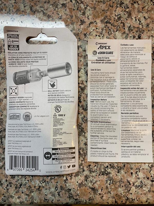 Crescent eSHOK-GUARD 3/8-in to 3/8-in Standard Socket Adapter CAEAD324 ...