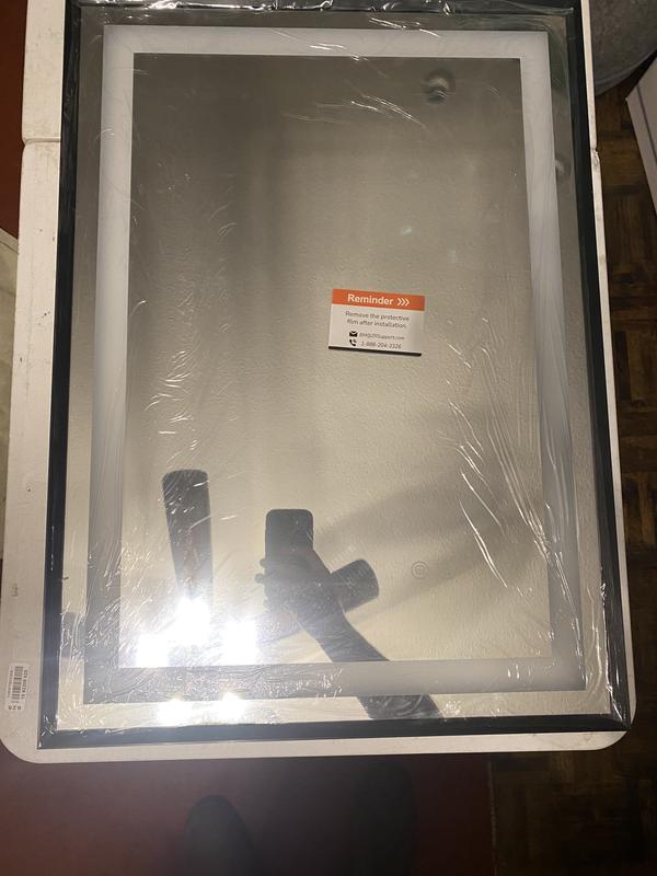TETOTE 42x36 Inch Matte Black Rectangular Framed Wall LED Bathroom ...