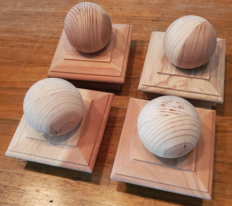 Deckorators 4-in x 4-in Newport Ball Top Wood Redwood Deck Post Cap in ...