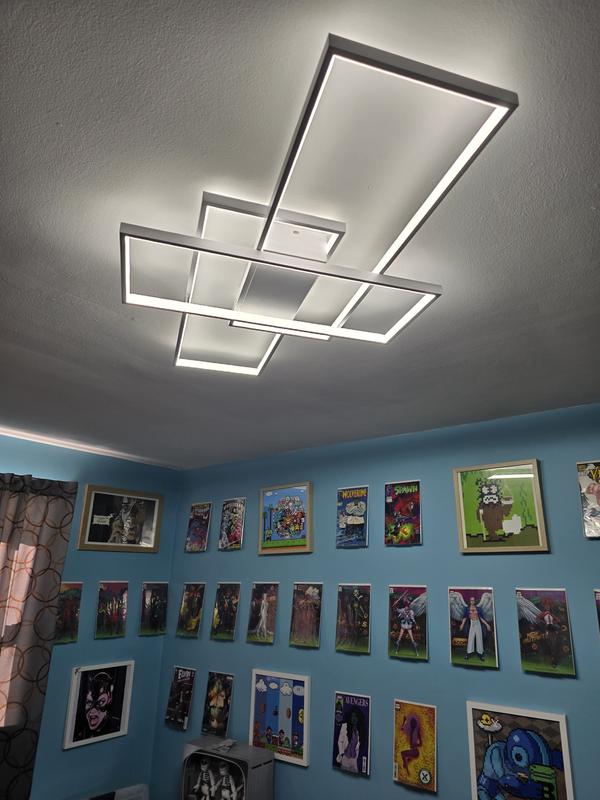 Oukaning Stepless Dimming 43.3-in 1-Light Brushed White LED Flush Mount ...