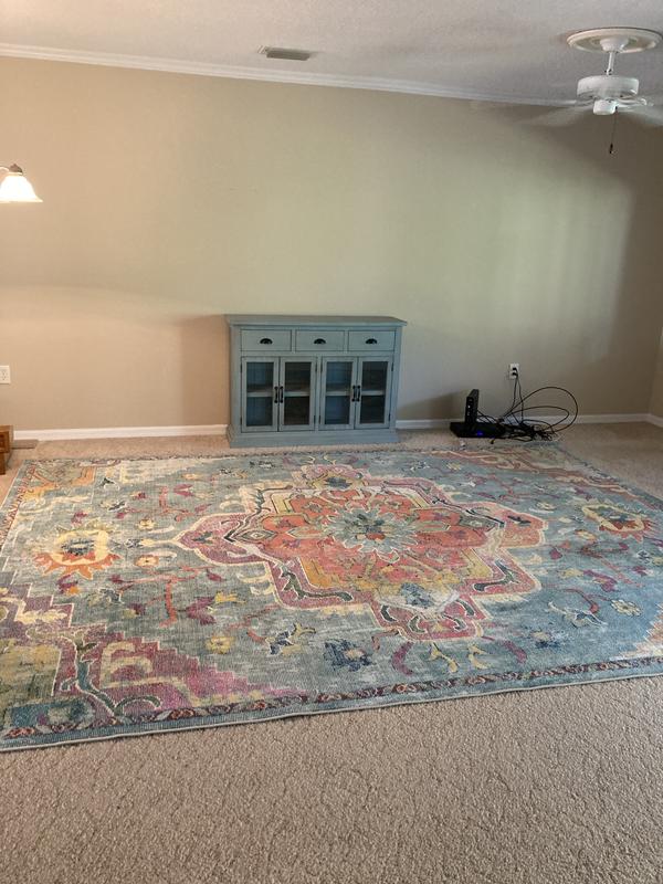 Safavieh Crystal Fable 2 x 5 (ft) Tufted Teal/Orange Rectangular Indoor ...