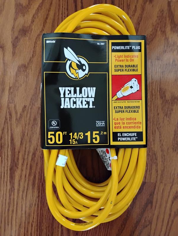 Yellow Jacket YJ 50-ft 14/3 3 Prong Yellow Outdoor SJTW Heavy Duty ...