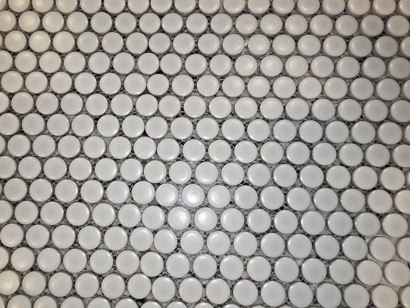 Affinity Tile Metro Penny Matte White with Black Flower 10-in x 12-in ...