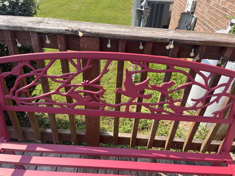 Forclover Outdoor Red Steel Park Bench 48.5-in W x 30-in H Red Steel ...