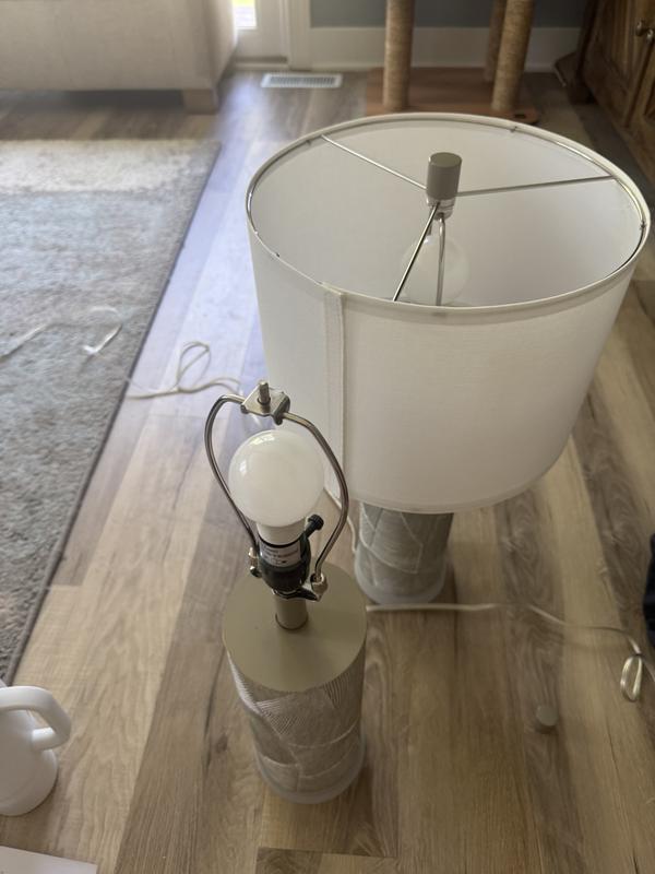 KAWOTI Aureole 23-in Gray with White LED 4-way Table Lamp with Fabric ...