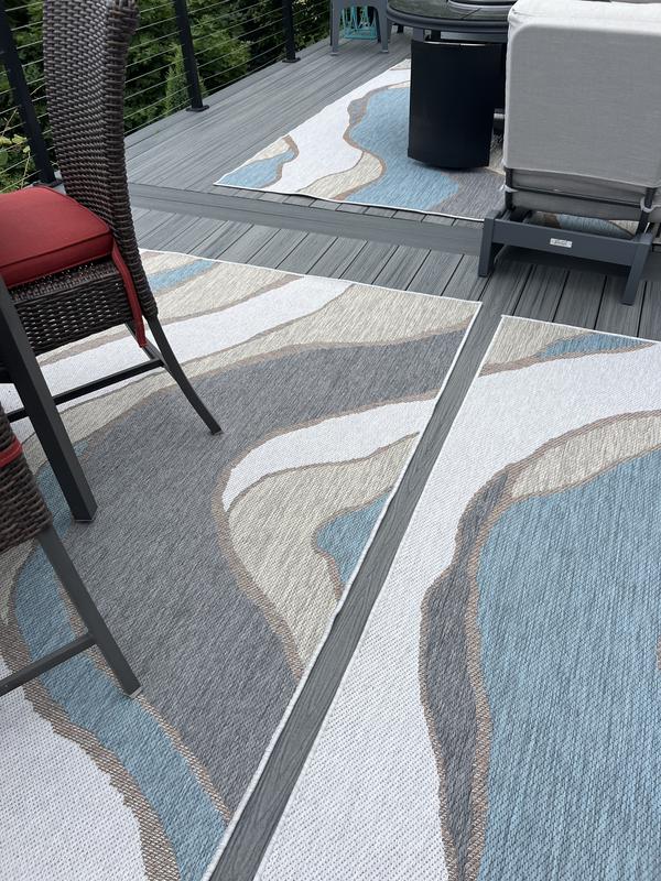 allen + roth Waves 8 X 10 (ft) Outdoor Area Rug R1195 535 096120 at ...