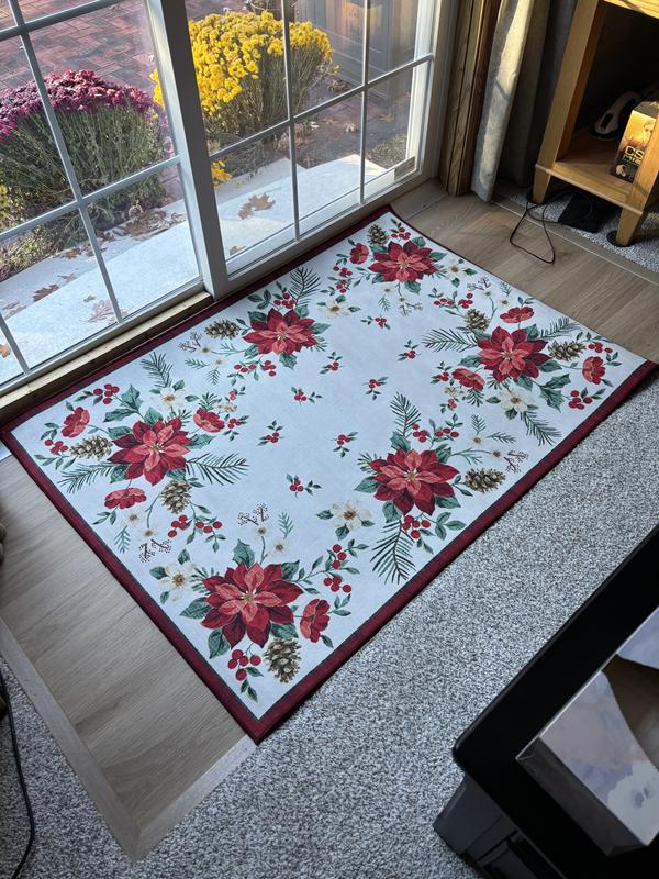 Holiday Living Christmas 3 x 5 (ft) Loomed White Holiday Icons ...