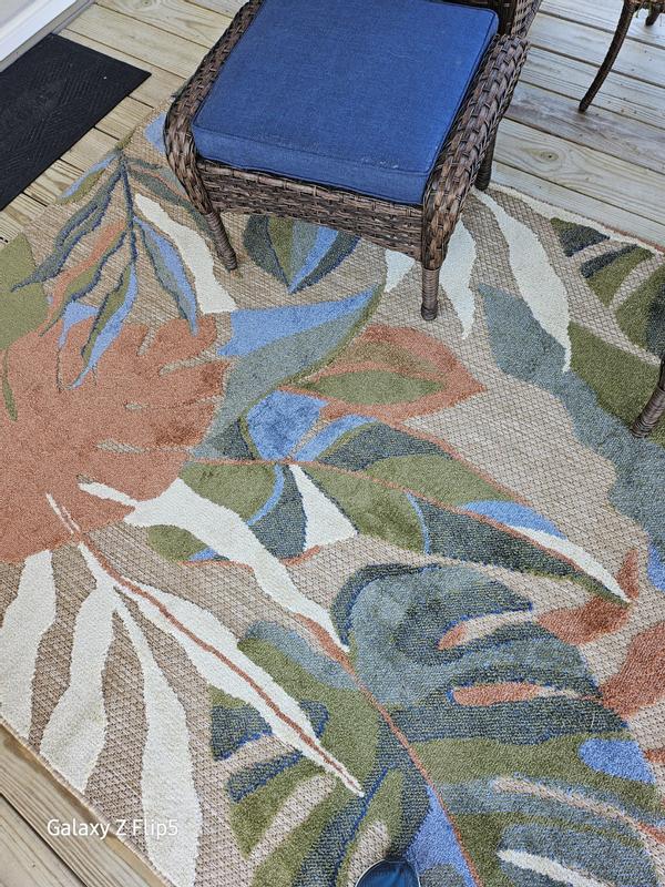 allen + roth with STAINMASTER Floral Palm 5 x 7 (ft) Loomed Multiple ...