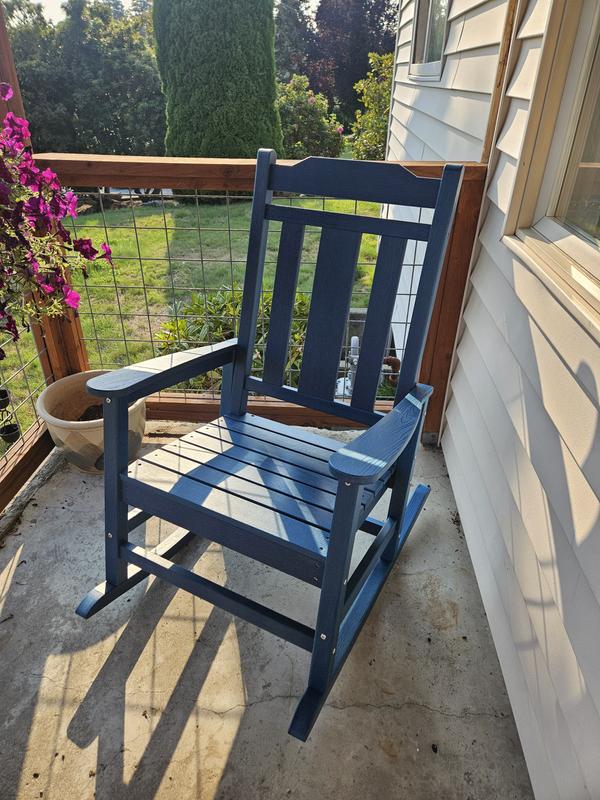 VOUA HDPE Set of 2 COFFEE HDPE Frame Rocking Chair with Slat Seat in ...