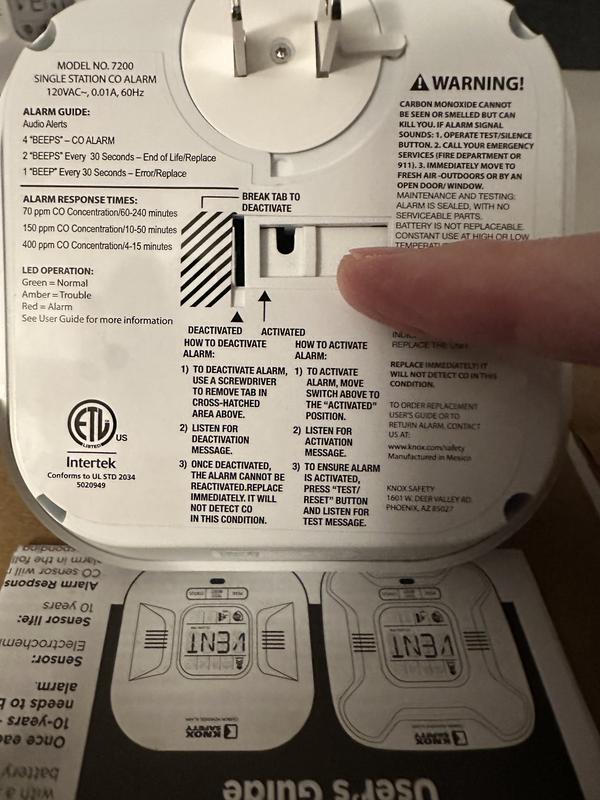 Knox Safety 10-Year Battery Plug-in Carbon Monoxide Detector with Voice ...