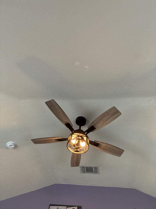 SILJOY 42-In Flush Mount Farmhouse Cage Ceiling Fan with Light Ultra ...