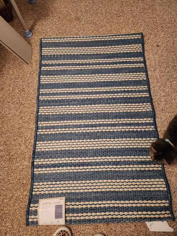 allen + roth 2 X 4 (ft) Blue Indoor Stripe Machine Washable Throw Rug ...