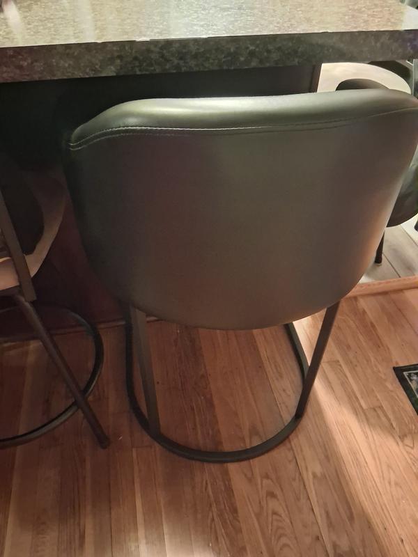LUE BONA Black/Faux Leather 27-in H Counter height Upholstered Metal ...