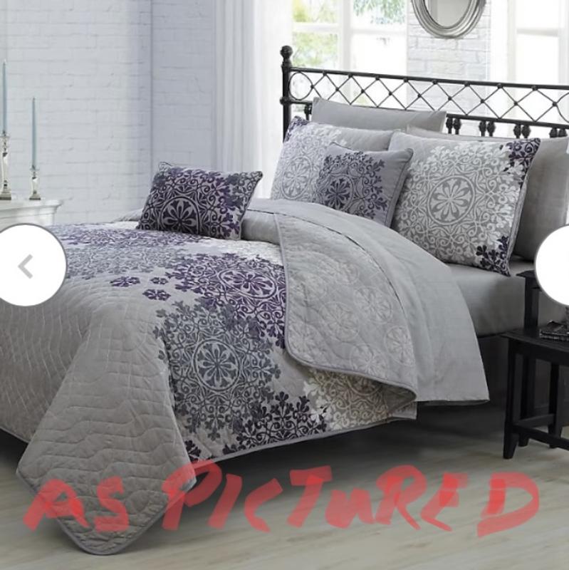Geneva Home Fashion Amber 9 -Piece Plum King Quilt Set in the Bedding ...