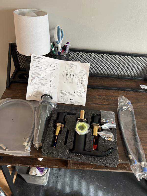 WOWOW Matte Black Widespread 2-Handle Waterfall Bathroom Sink Faucet ...