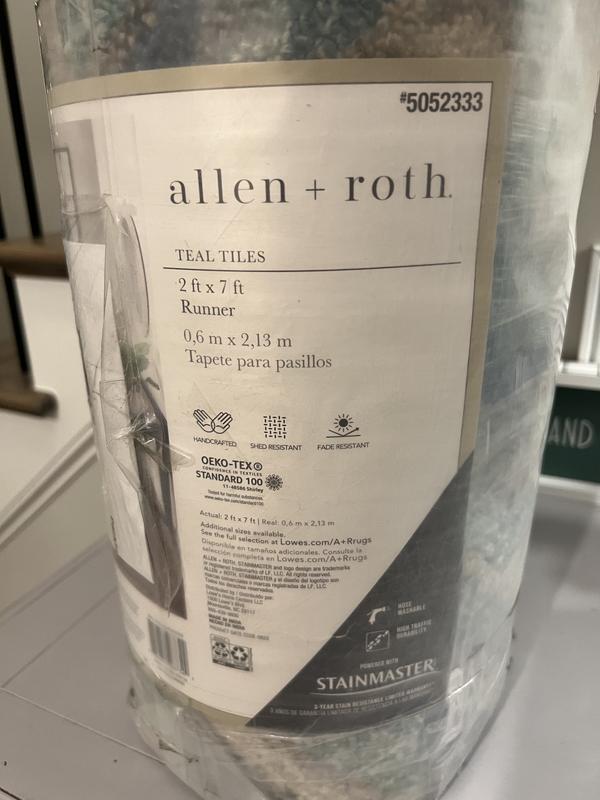 allen + roth with STAINMASTER Teal Tiles 2 x 7 (ft) Hooked ...