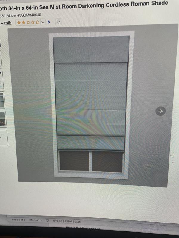 allen + roth 35-in x 64-in Sea Mist Room Darkening Cordless Roman Shade ...