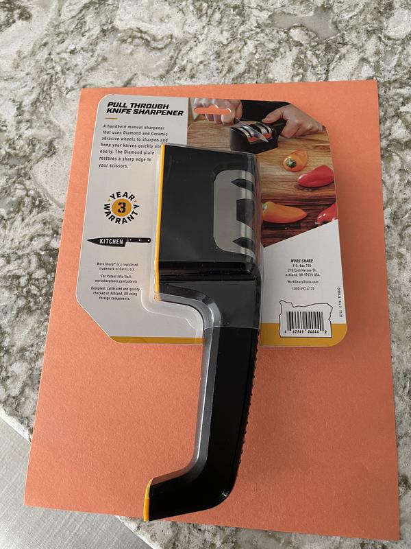 Work Sharp Kitchen Knife Sharpener - Diamond and Ceramic Wheels - Pull Through Design - Includes ...