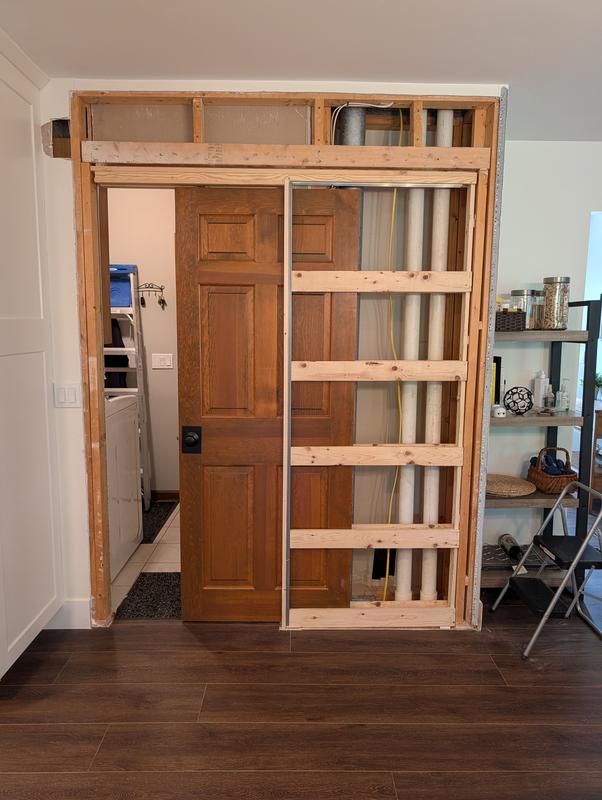 Masonite 32.0-in x 80.0-in Wood Pocket Door Frame with Track and ...