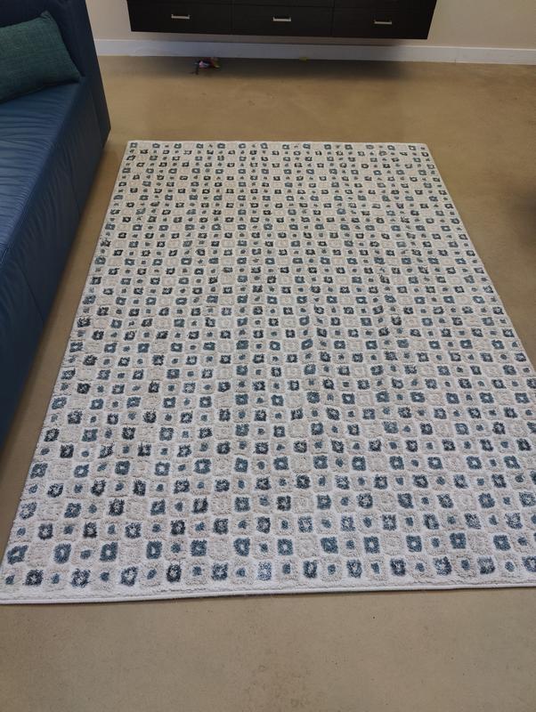 allen + roth Gray Rippled Azure 8 X 10 (ft) Gray/White Indoor Geometric ...