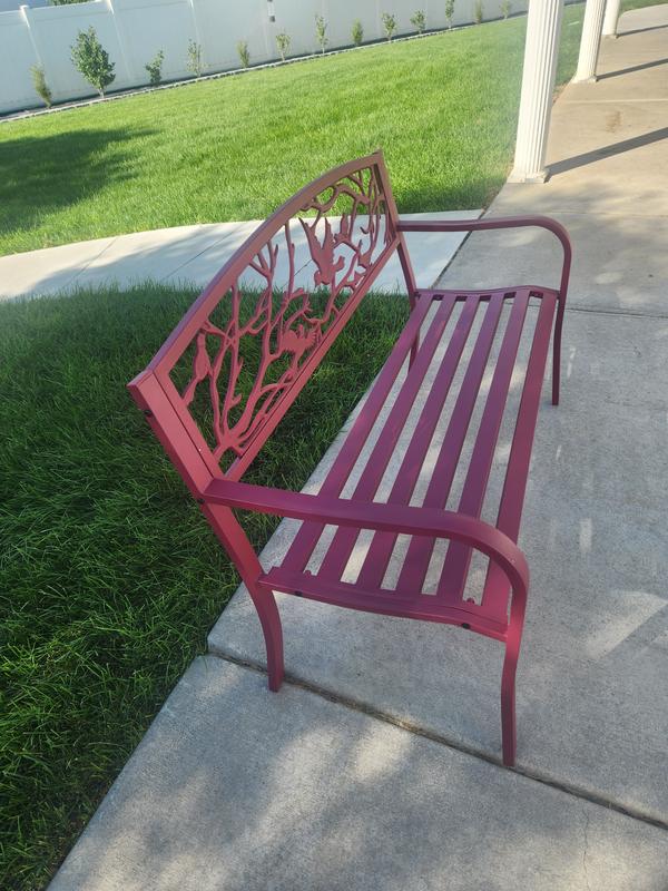 Forclover Outdoor Red Steel Park Bench 48.5-in W x 30-in H Red Steel ...