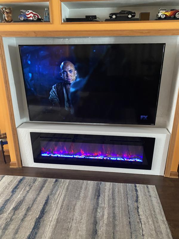 IHOMEadore 50-in W Black Wall mount Infrared quartz Electric Fireplace ...