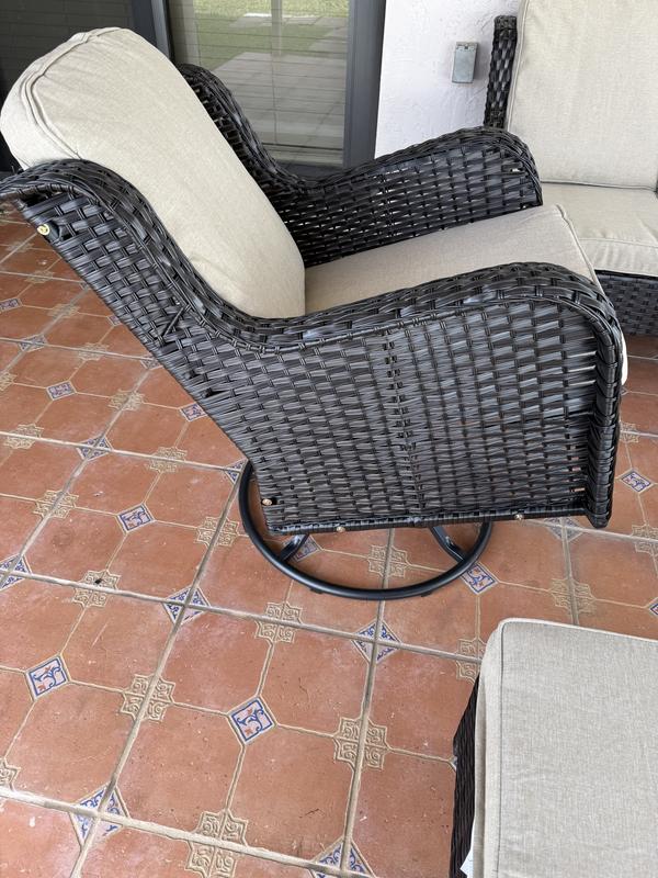 Ovios 6-Piece Rattan Patio Sofa Conversation Set with Off-white ...