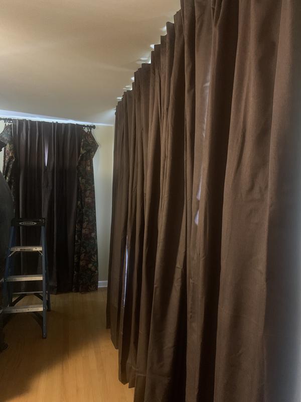 LIVING LOGIC 95-in Chocolate Blackout Thermal Lined Back Tab Single ...