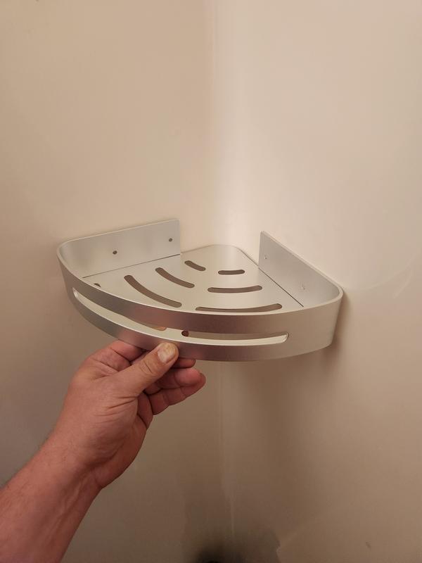 WOWOW Black 2-Tier Wall Mount Corner Bathroom Shelf (8-in X 3-in X 4-in ...