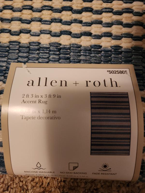 allen + roth 2 X 4 (ft) Blue Indoor Stripe Machine Washable Throw Rug ...