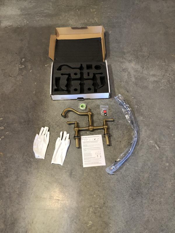 WOWOW bridge faucet Brushed Nickel Double Handle Bridge Kitchen Faucet 2311501-LW at Lowes.com