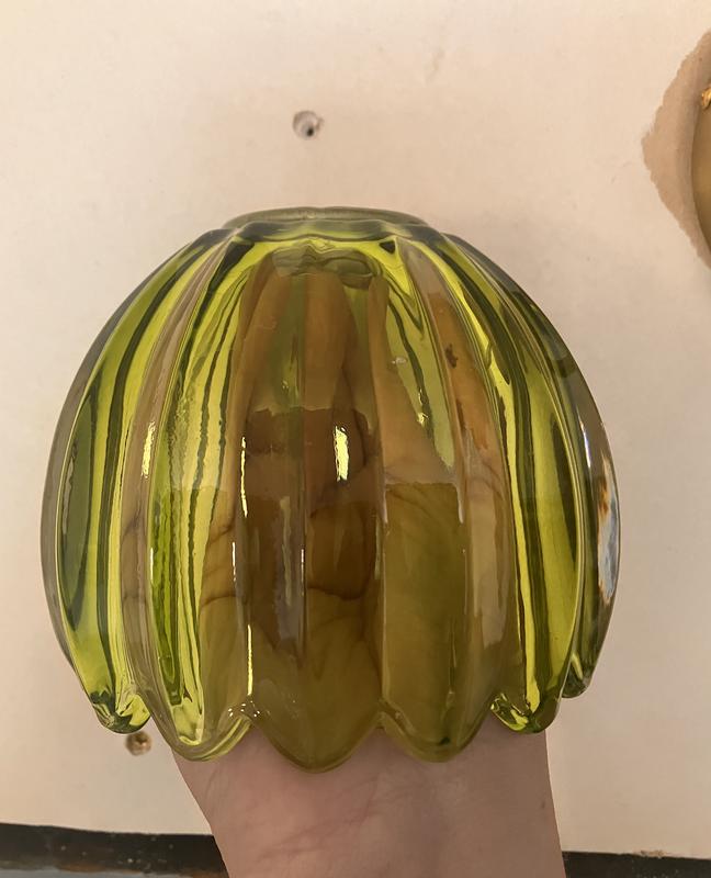 YANSUN 1 -Light Gold and Green Mid-century Art glass Bowl Mini Hanging ...