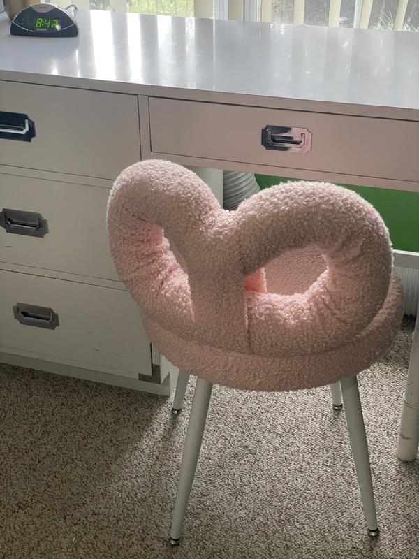 LOVMOR Vanity Chair with Back Swivel Makeup Chair No Wheels Bedroom ...