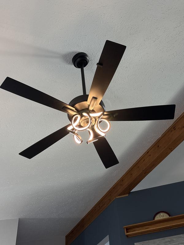 Parrot Uncle 52-in Brushed Gold with White Blades RGB LED Ceiling Fan ...